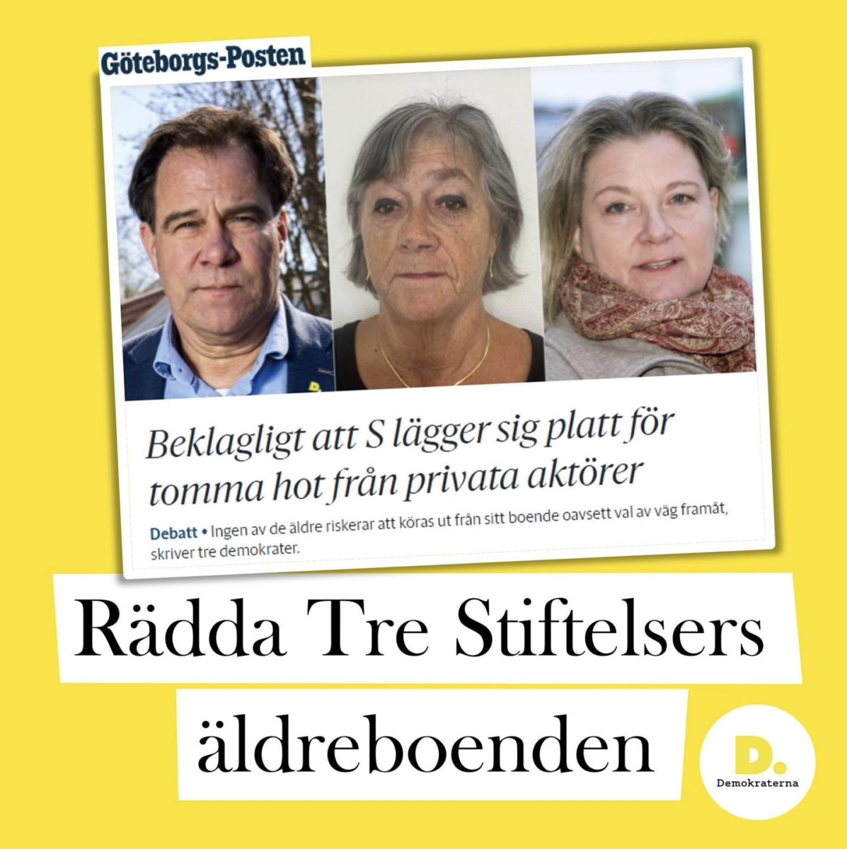 Beklagligt att (S) lägger sig platt för tomma hot från privata aktörer ...